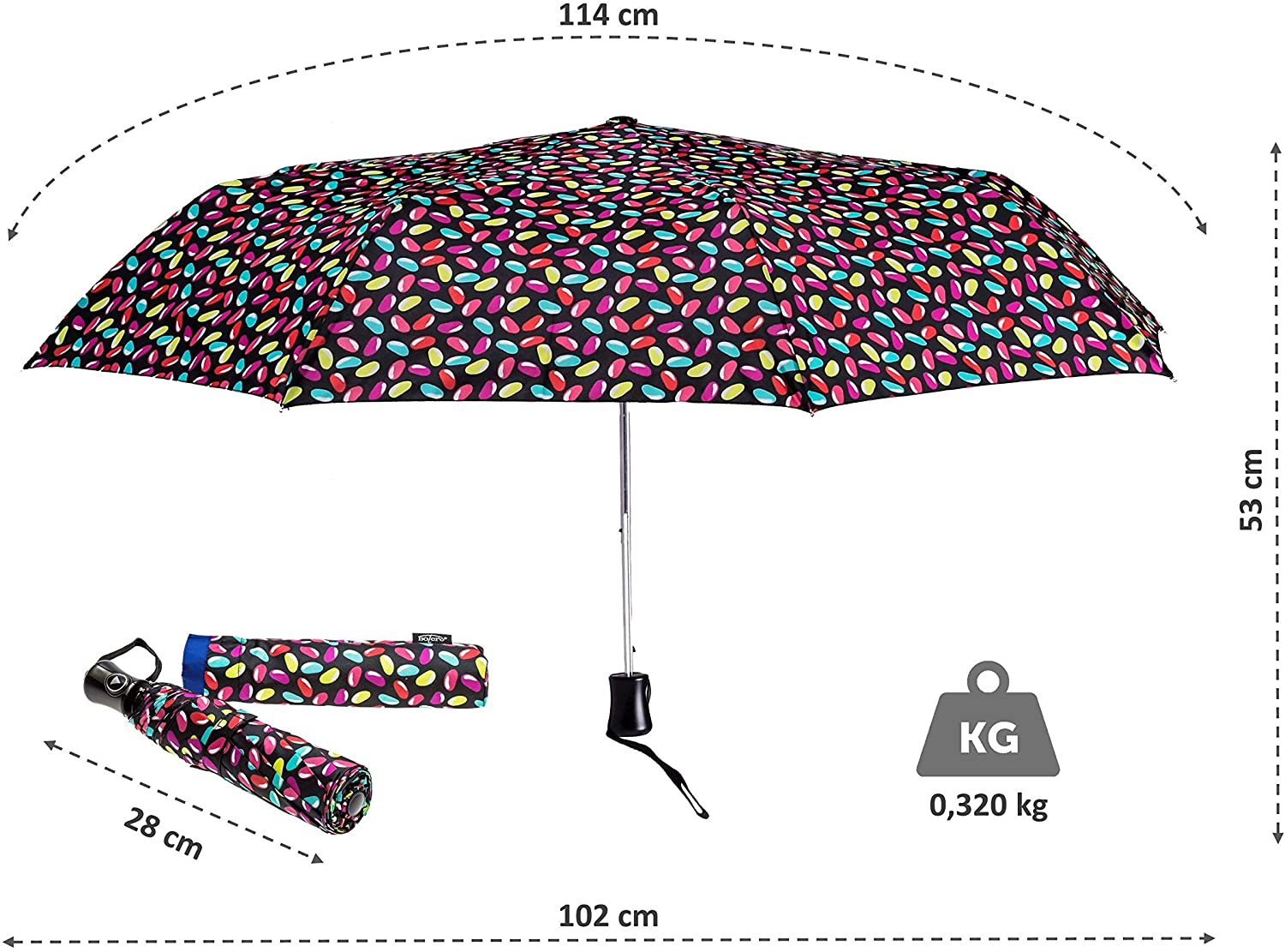 Ombrello Bolero Mini Antivento Caramelle